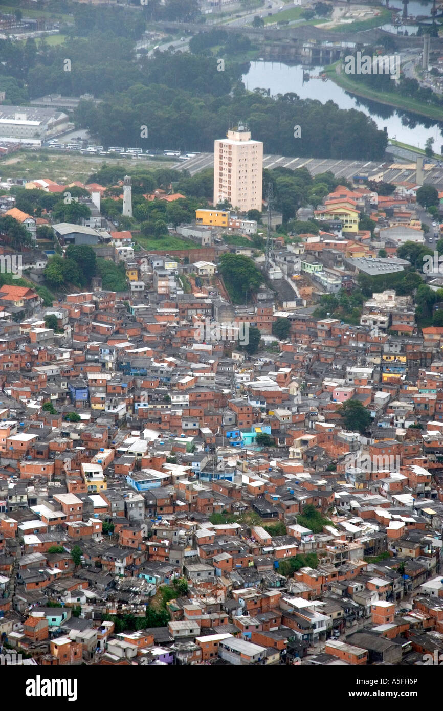 Aerial view of crowded favela housing in Sao Paulo Brazil Stock Photo ...