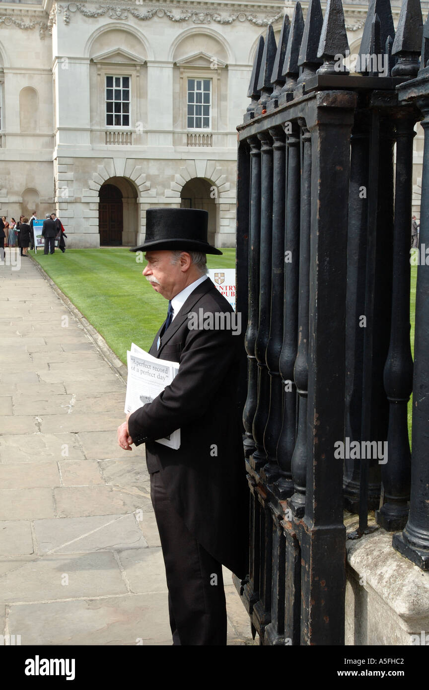 Cambridge University Constable guards the gate of the Senate House ...