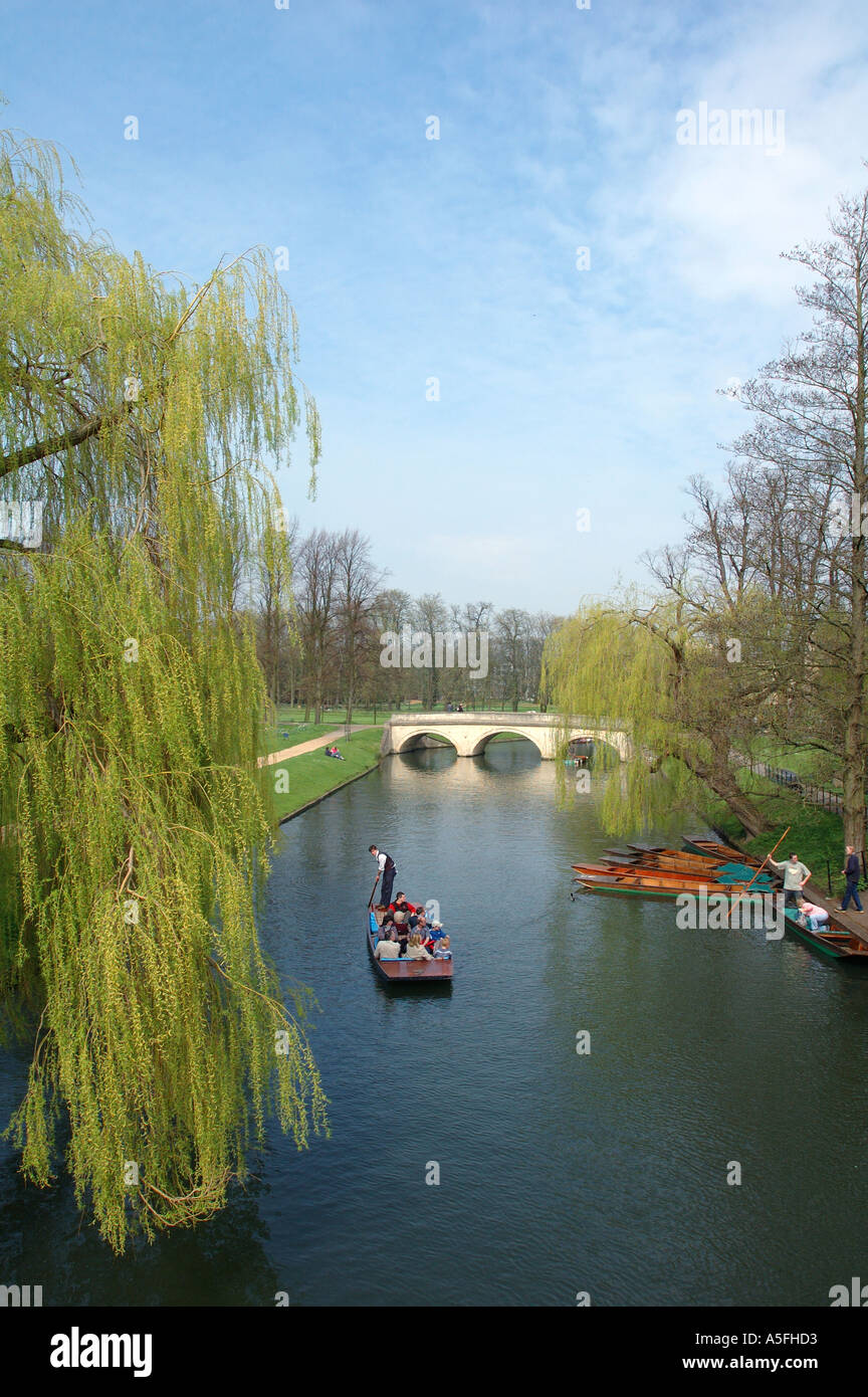 Punting on the river Cam near Trinity Bridge Cambridge England Stock ...