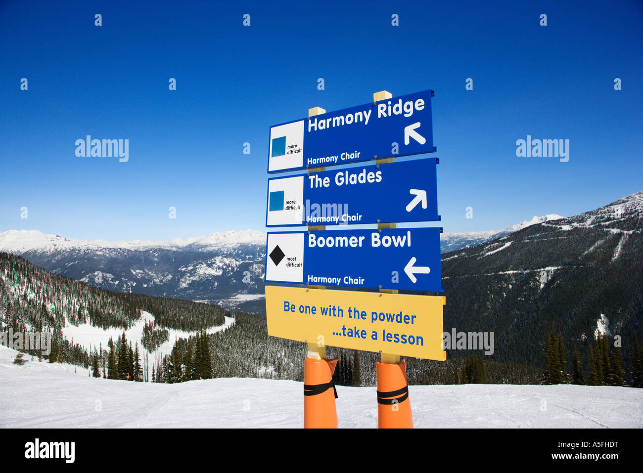 Ski resort trail direction signs Stock Photo - Alamy