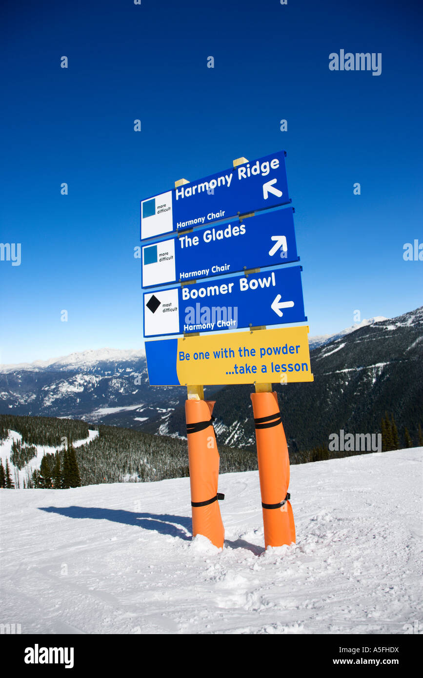 Ski resort trail direction signs Stock Photo - Alamy