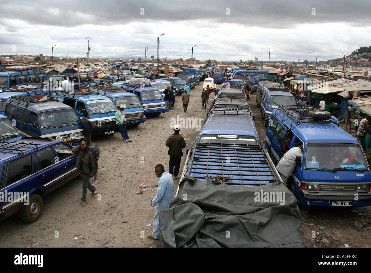 Mini bus depo in Antananarivo, madagascar Stock Photo - Alamy