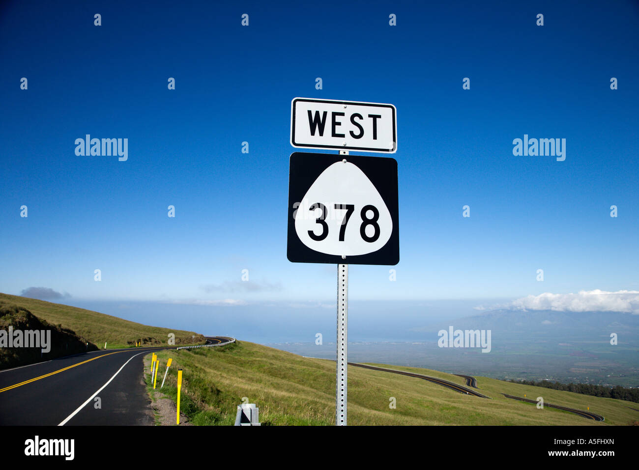 Highway 378 West road sign in Haleakala National Park Maui Hawaii Stock ...