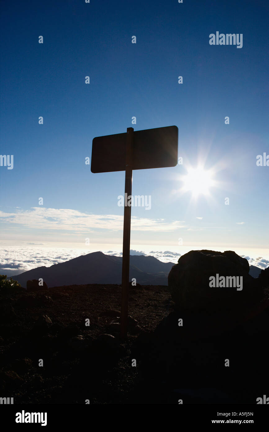 Silhouetted sign in Haleakala National Park in Maui Hawaii Stock Photo ...