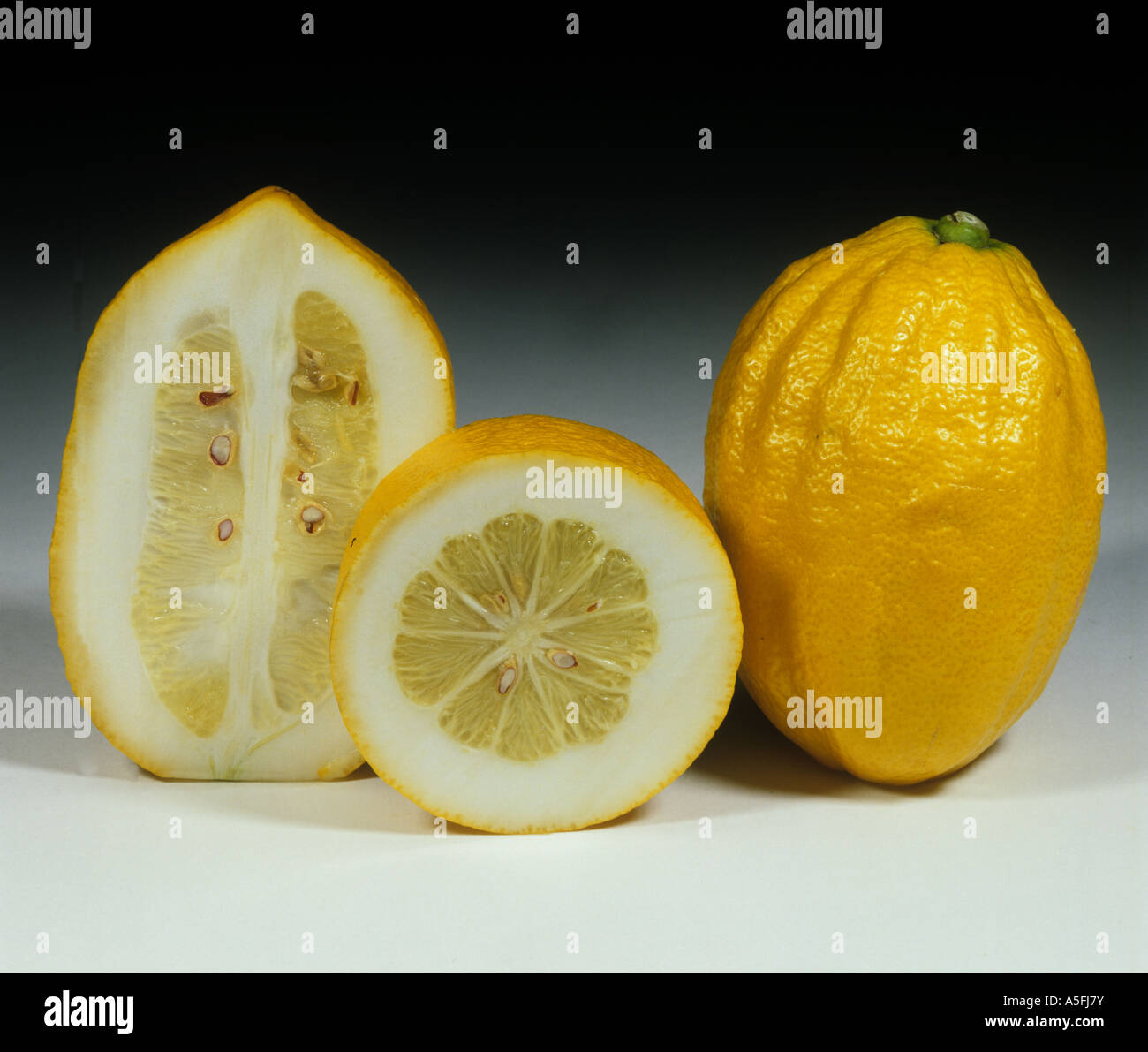 Whole and section citron fruits Citrus medica Stock Photo - Alamy