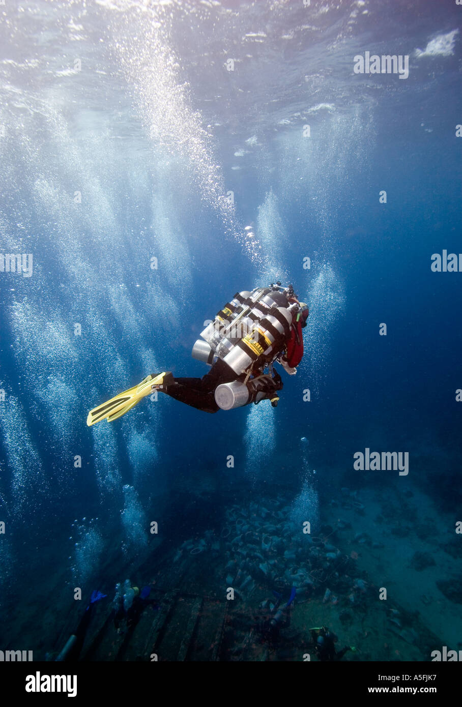 Leigh Cunningham in preparation for the world record deepest Wreck dive Yolanda reef Sharm Egypt ...