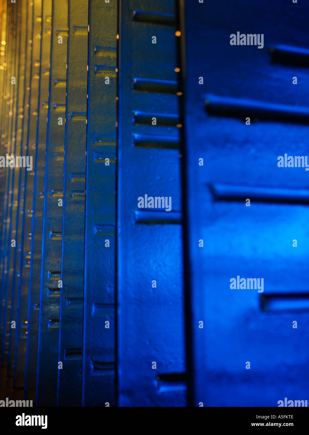 Blue glass panels vertically arranged with interesting texture Stock ...