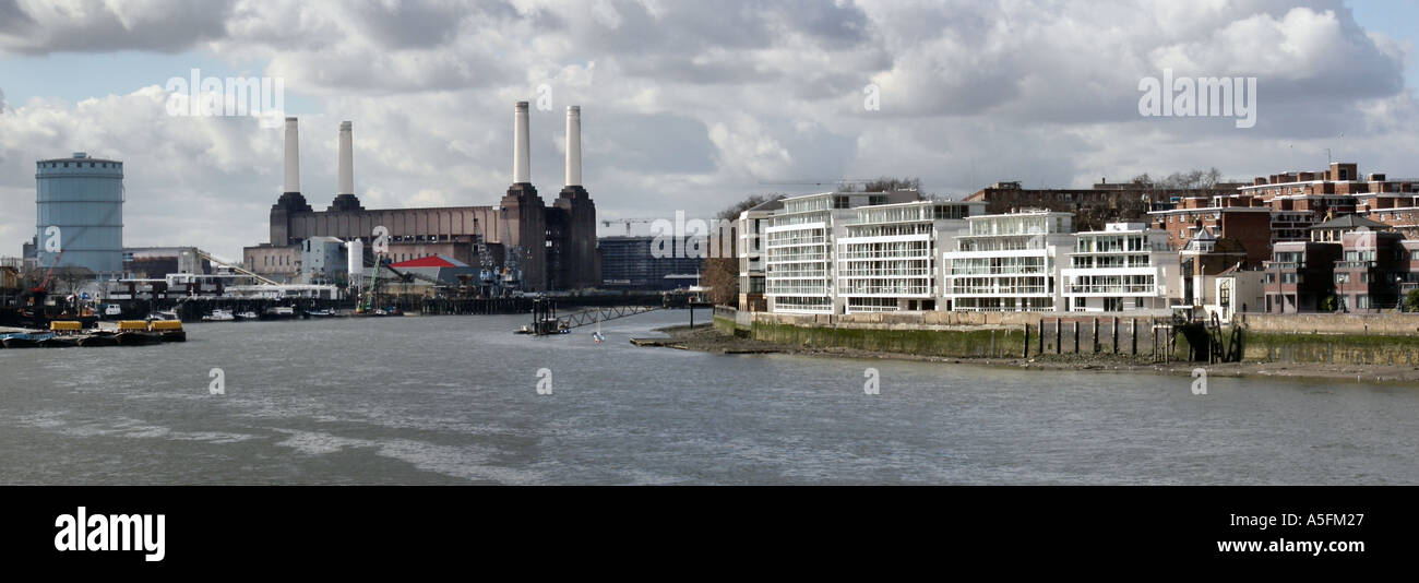 River Thames in London panorama Battersea Power station Stock Photo - Alamy