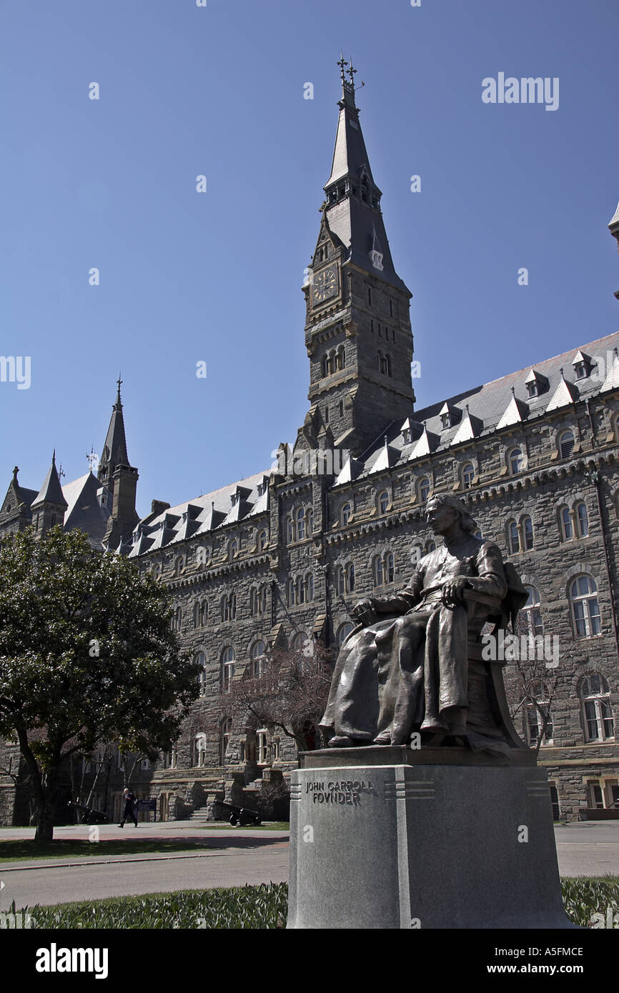 Statue of John Carroll founder of Georgetown University on campus in ...
