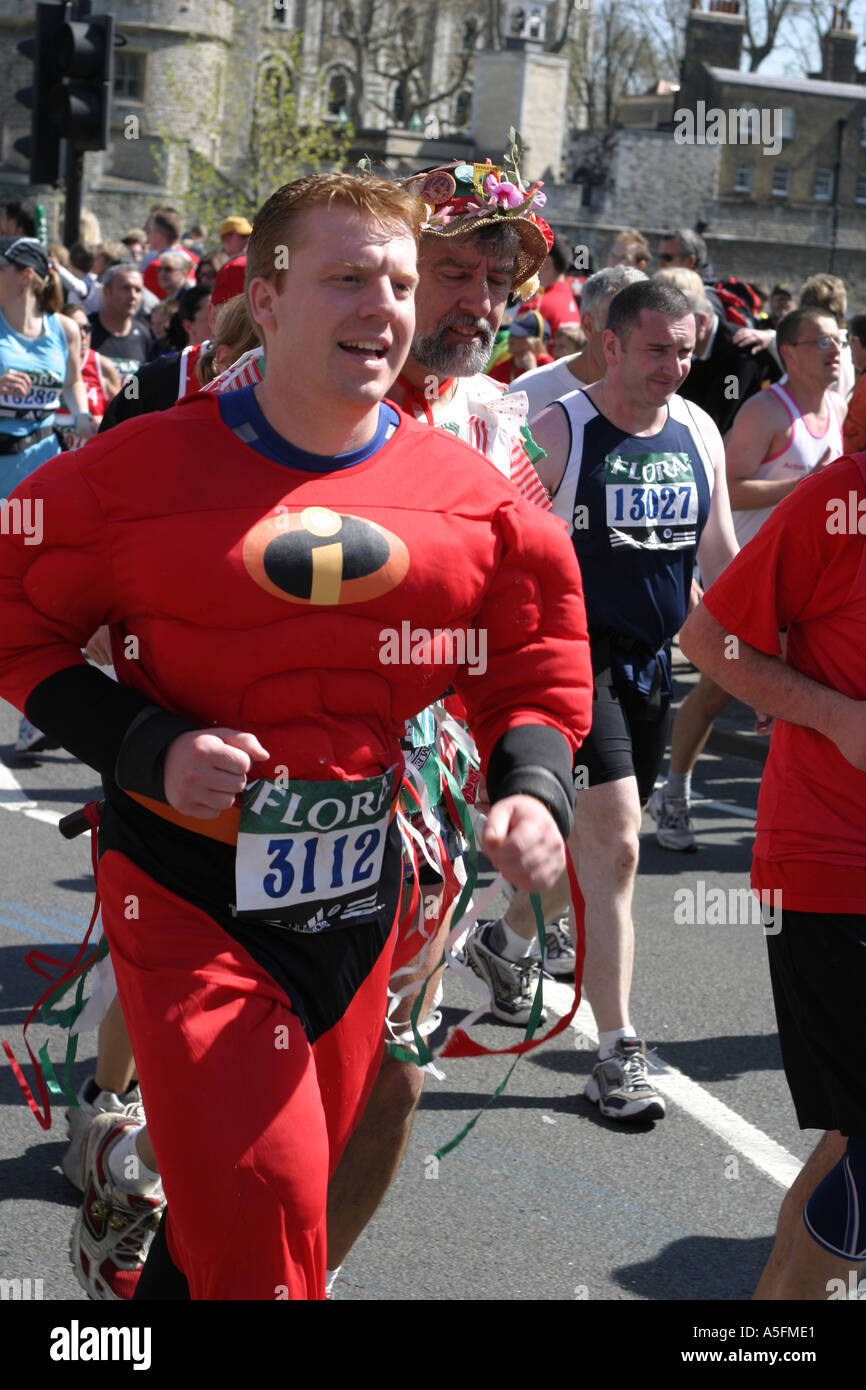 London marathon runner dressed as Mr Incredible. London, England, UK ...