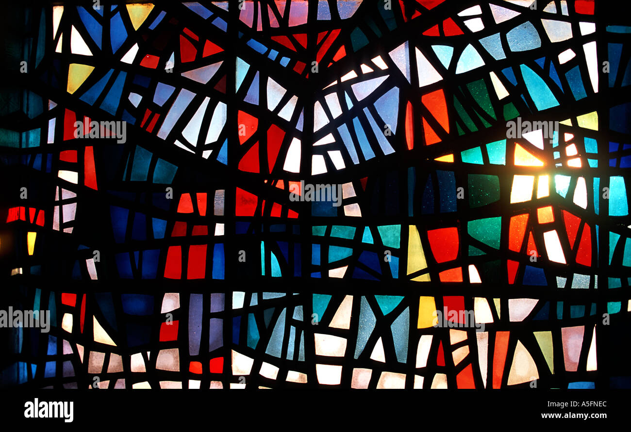 Stained glass Hvalfjördur church Iceland Stock Photo - Alamy