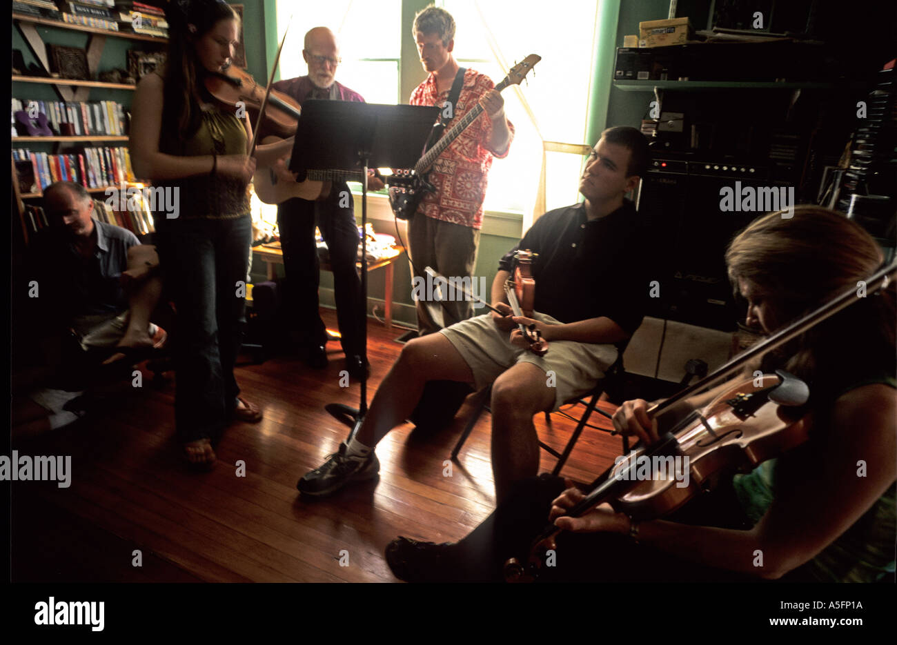 Group of Cajun musicians play in a New Orleans musician s house Stock ...