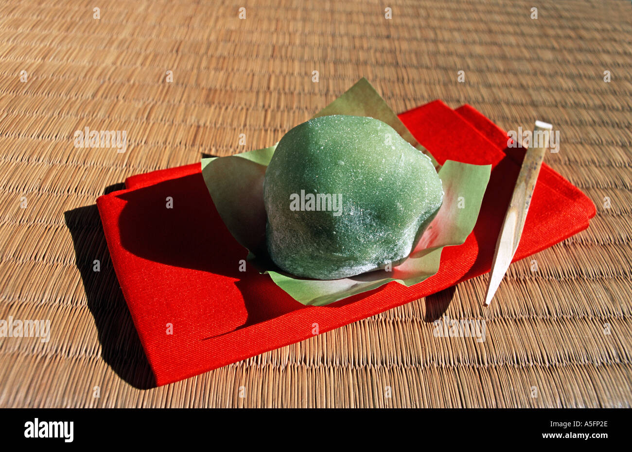 Ohagi Rice dumplings coated with sweet bean paste Laid out on a tatami ...