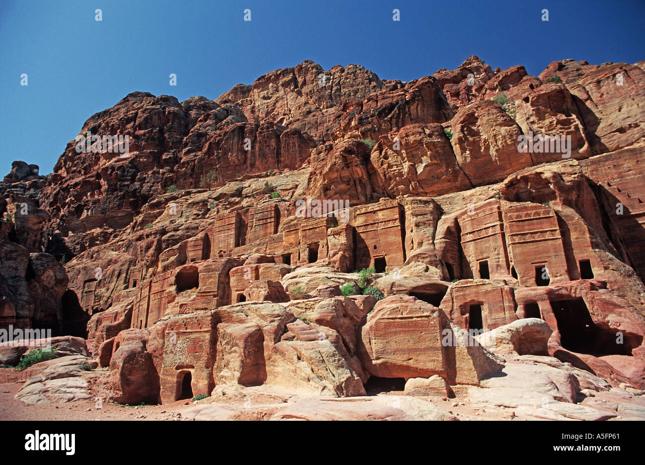 A cliff face of Nabatean tombs Petra Jordan The Nabateans were a ...