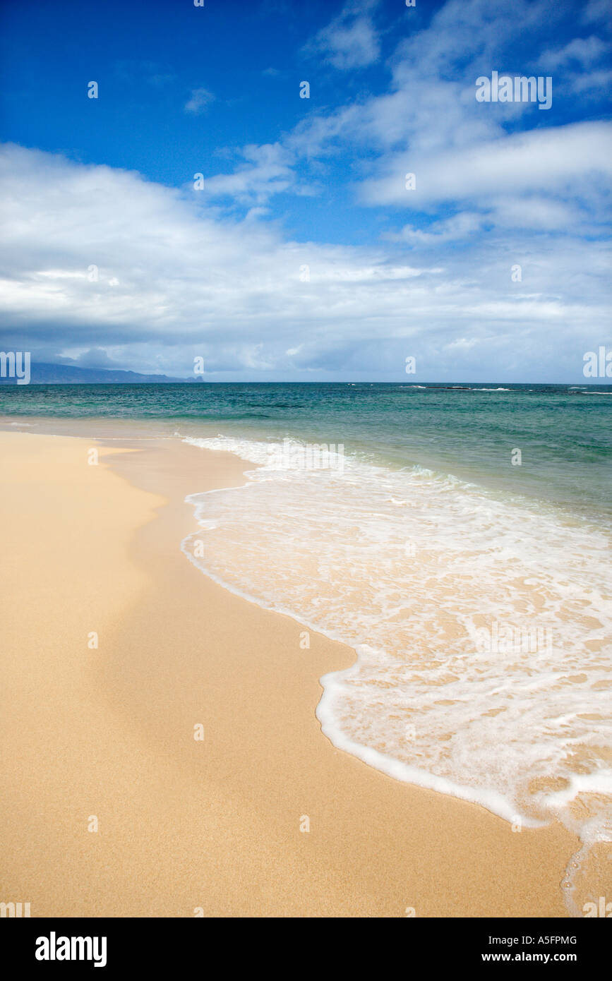Tropical beach with wave receding from shore in Maui Hawaii USA Stock ...