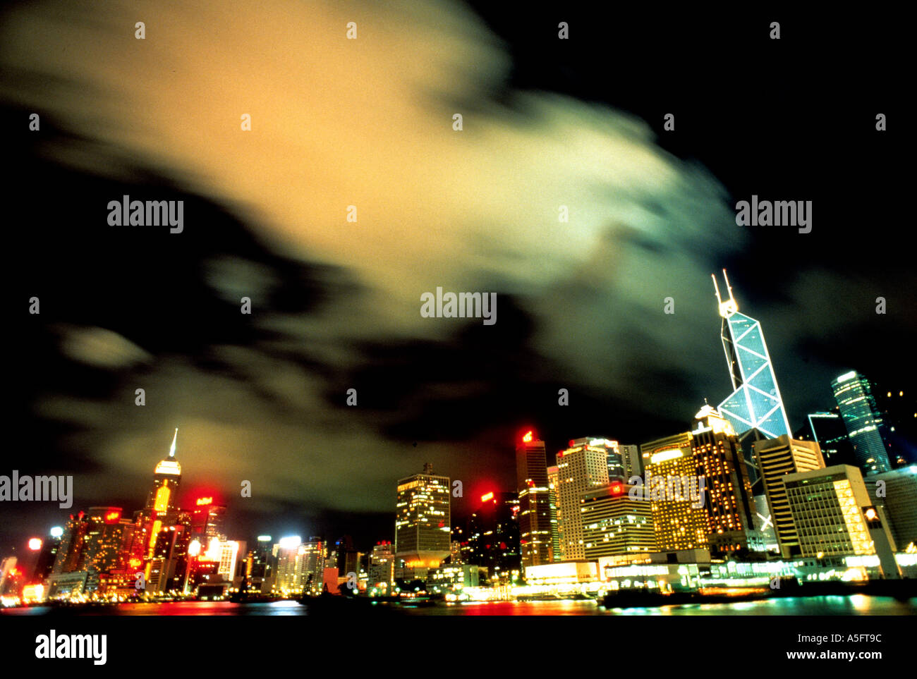 Hong Kong skyline at night from the promanade at Tsim Sha Tsui Kowloon Stock Photo - Alamy
