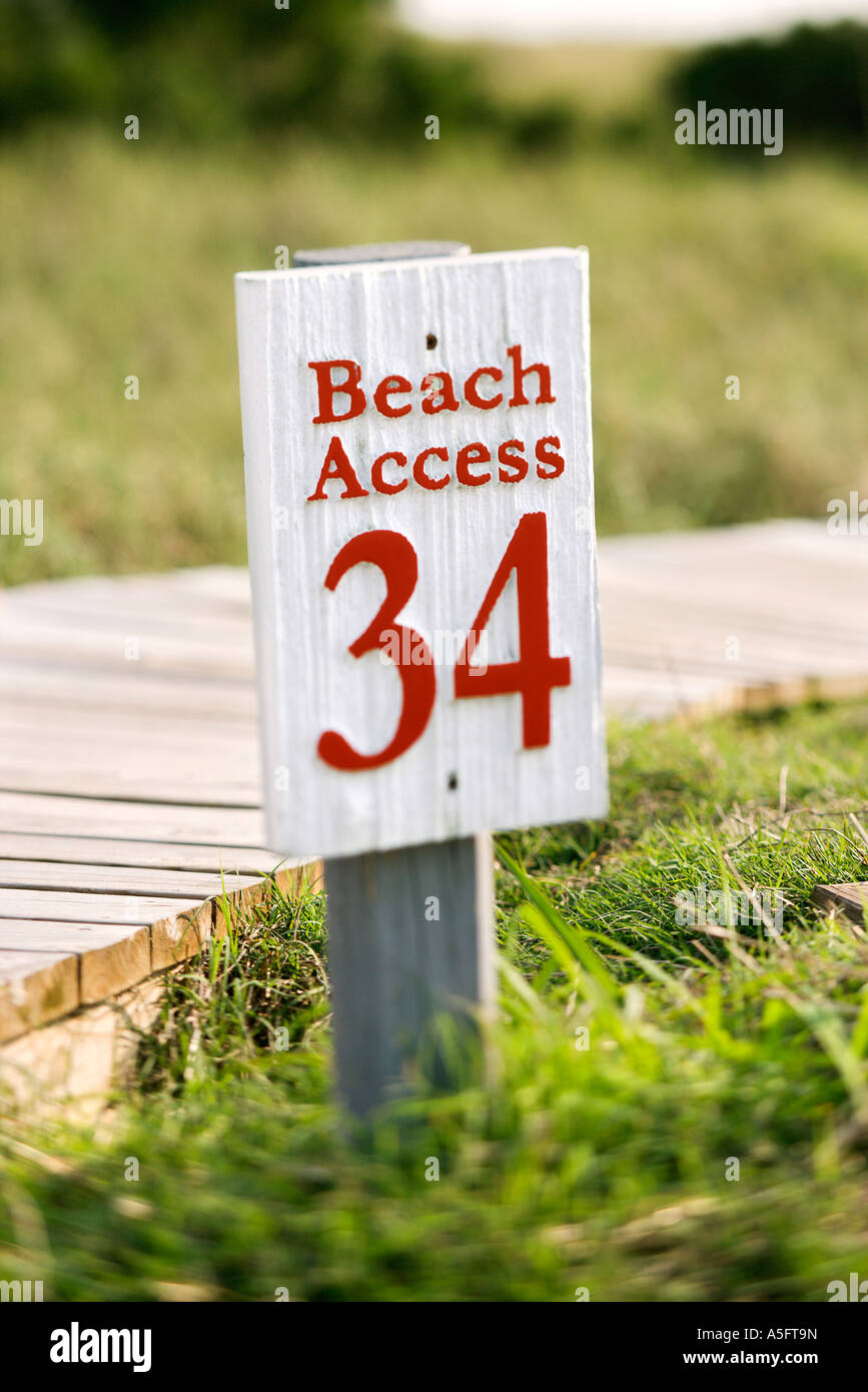 Beach access walkway and sign on Bald Head Island North Carolina Stock ...