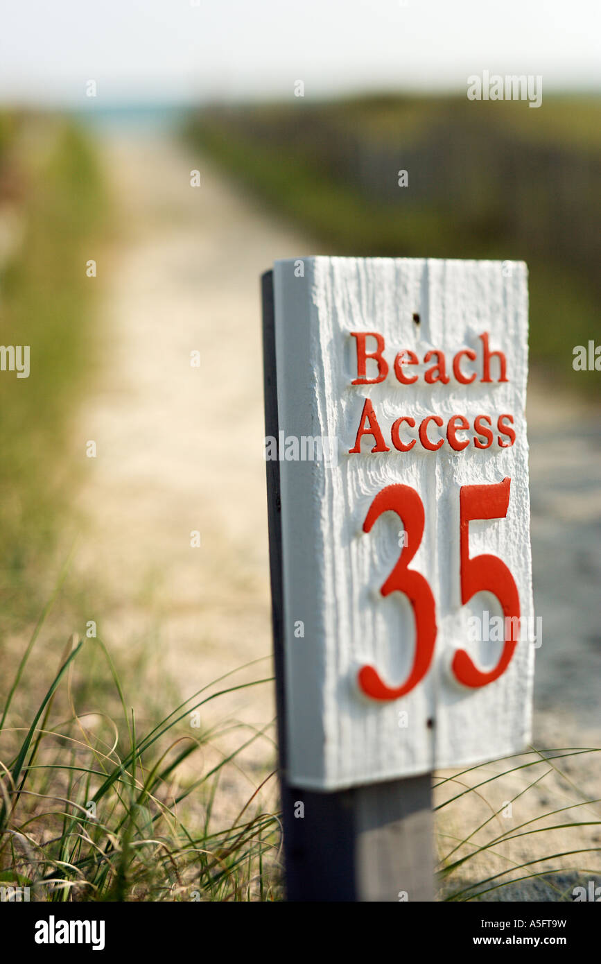 Beach access walkway and sign on Bald Head Island North Carolina Stock ...