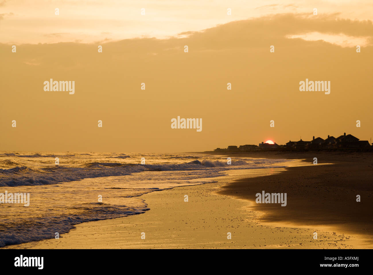Golden beach at sunset Stock Photo - Alamy