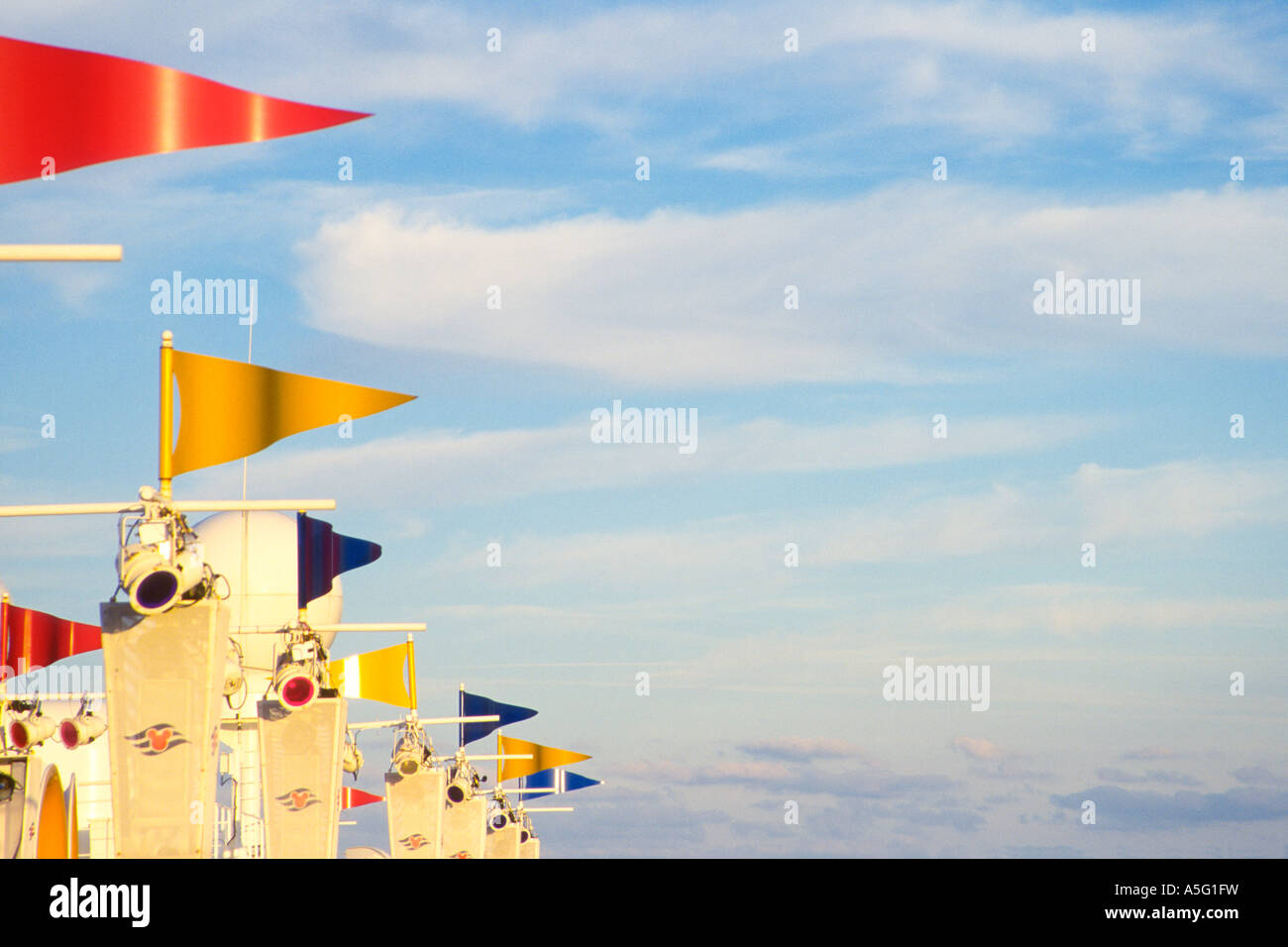Decorative flags on the deck of a cruise ship Stock Photo - Alamy