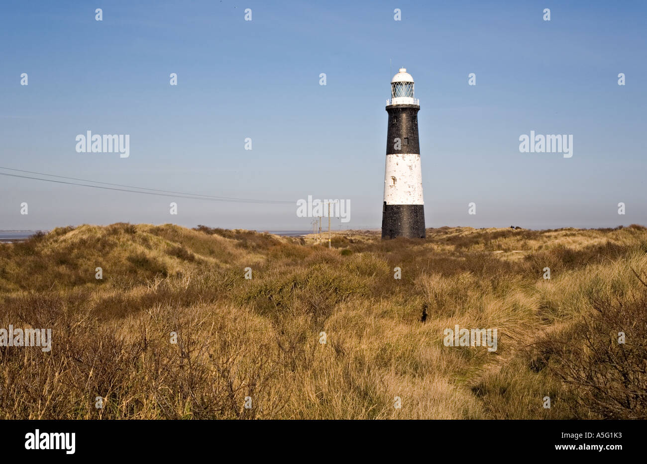High Lighthouse 1895 among sand dunes at Spurn Point Yorkshire UK Stock ...