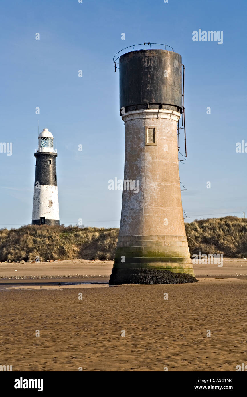 High Lighthouse 1895 and Low Lighthouse 1852 at Spurn Point Yorkshire ...