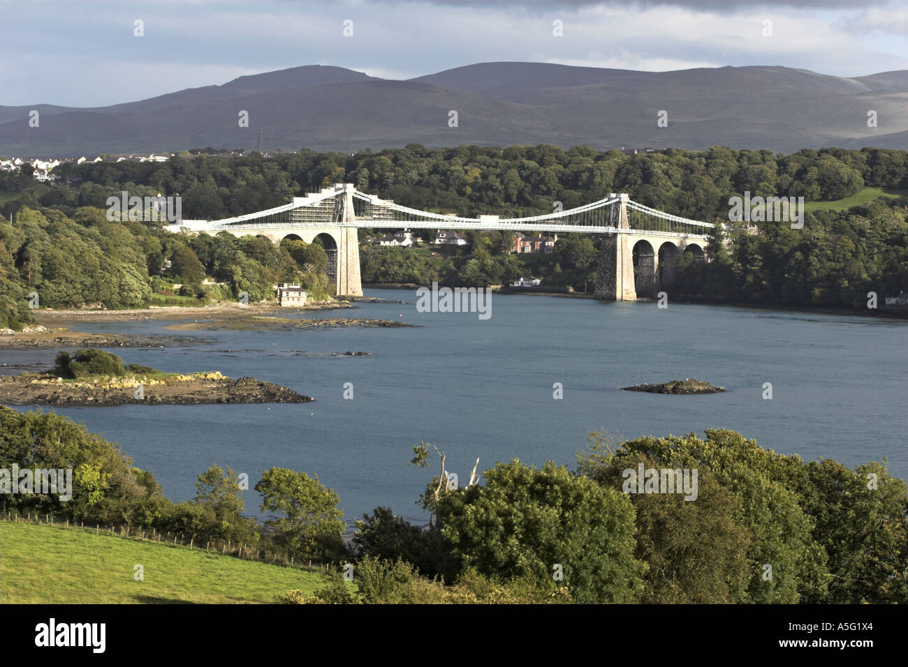 Menai Bridge in N Wales UK Stock Photo - Alamy