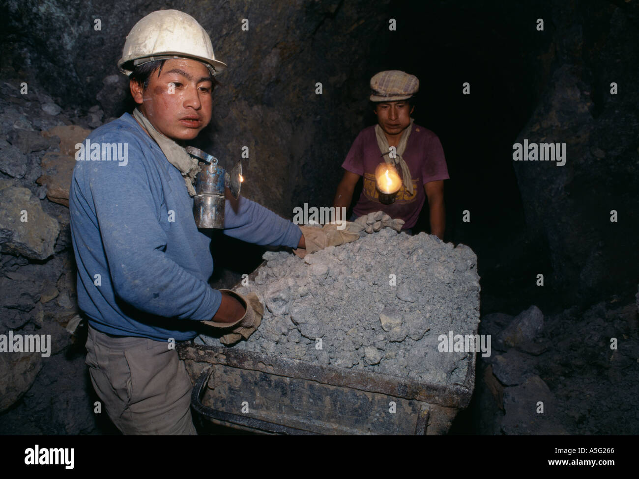 Miner working underground in Potosi silver mine Bolivia Stock Photo - Alamy