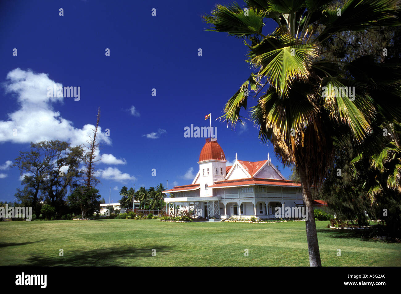 Tonga Nukualofa The Royal Palace with the Royal Standard flying ...