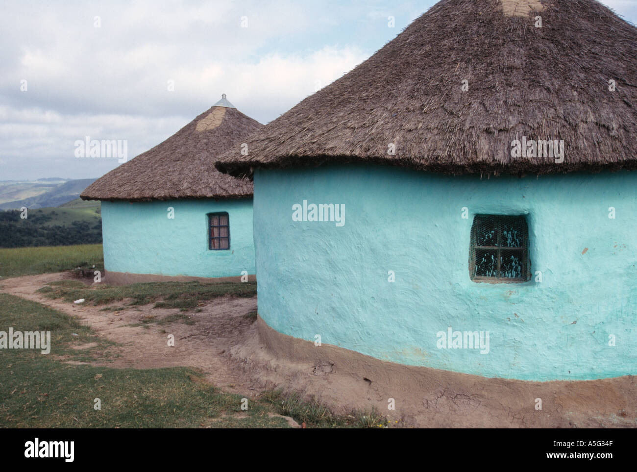 Traditional mud and thatch Roundel Houses Transkei region Eastern Cape ...