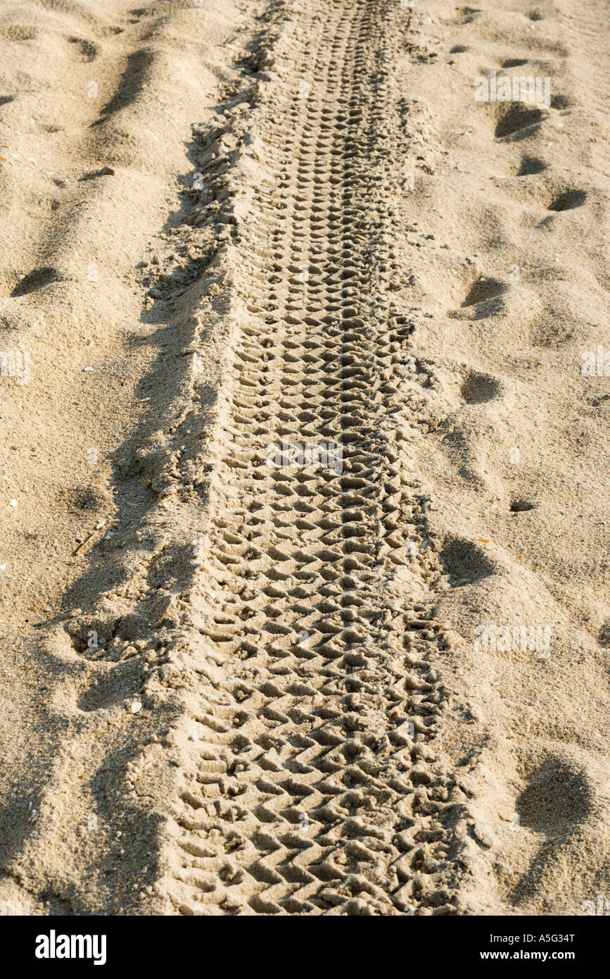 Tire track in the sand Stock Photo - Alamy