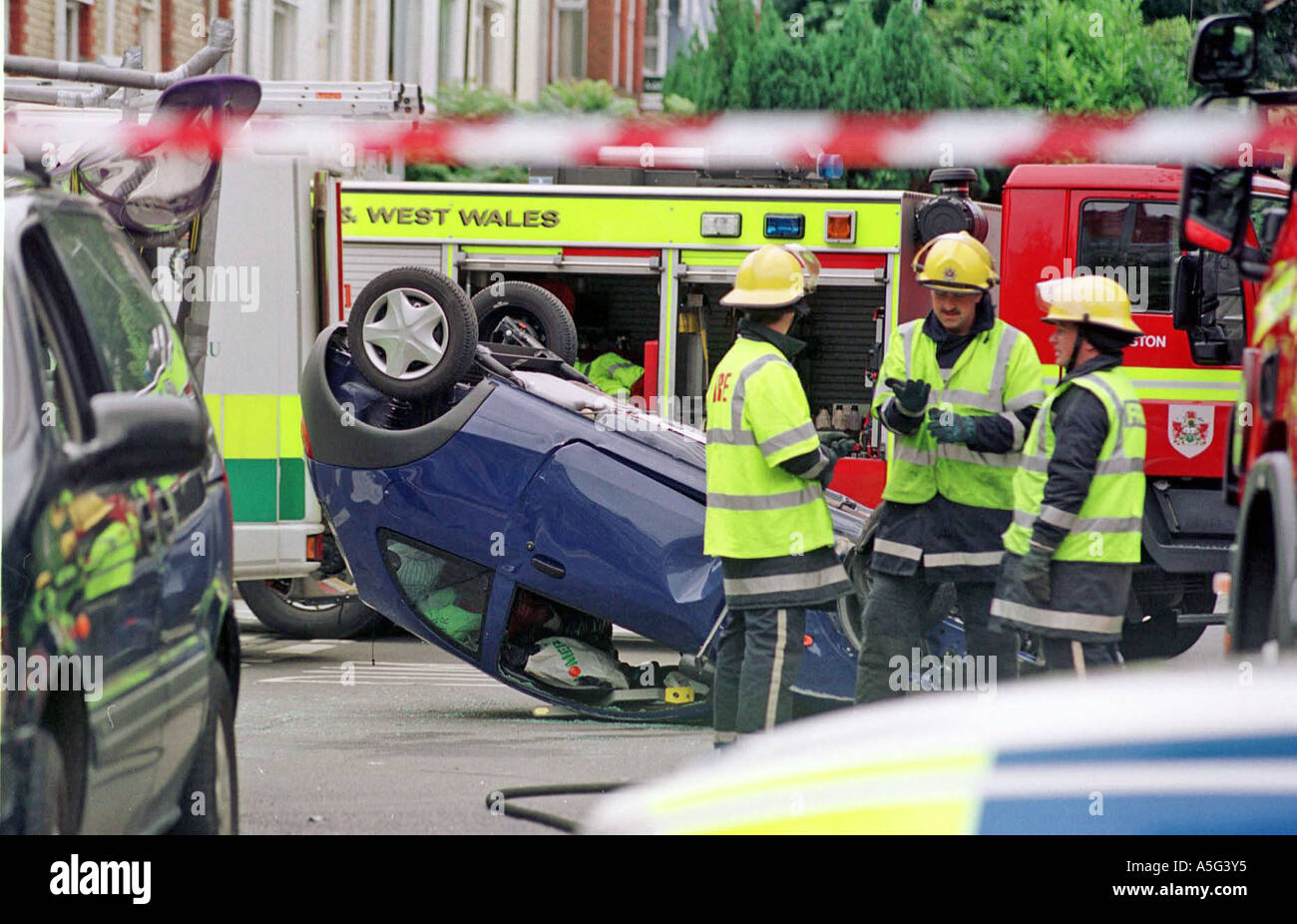 Ford KA on it's roof after an accident in Langland near Swansea, Wales ...