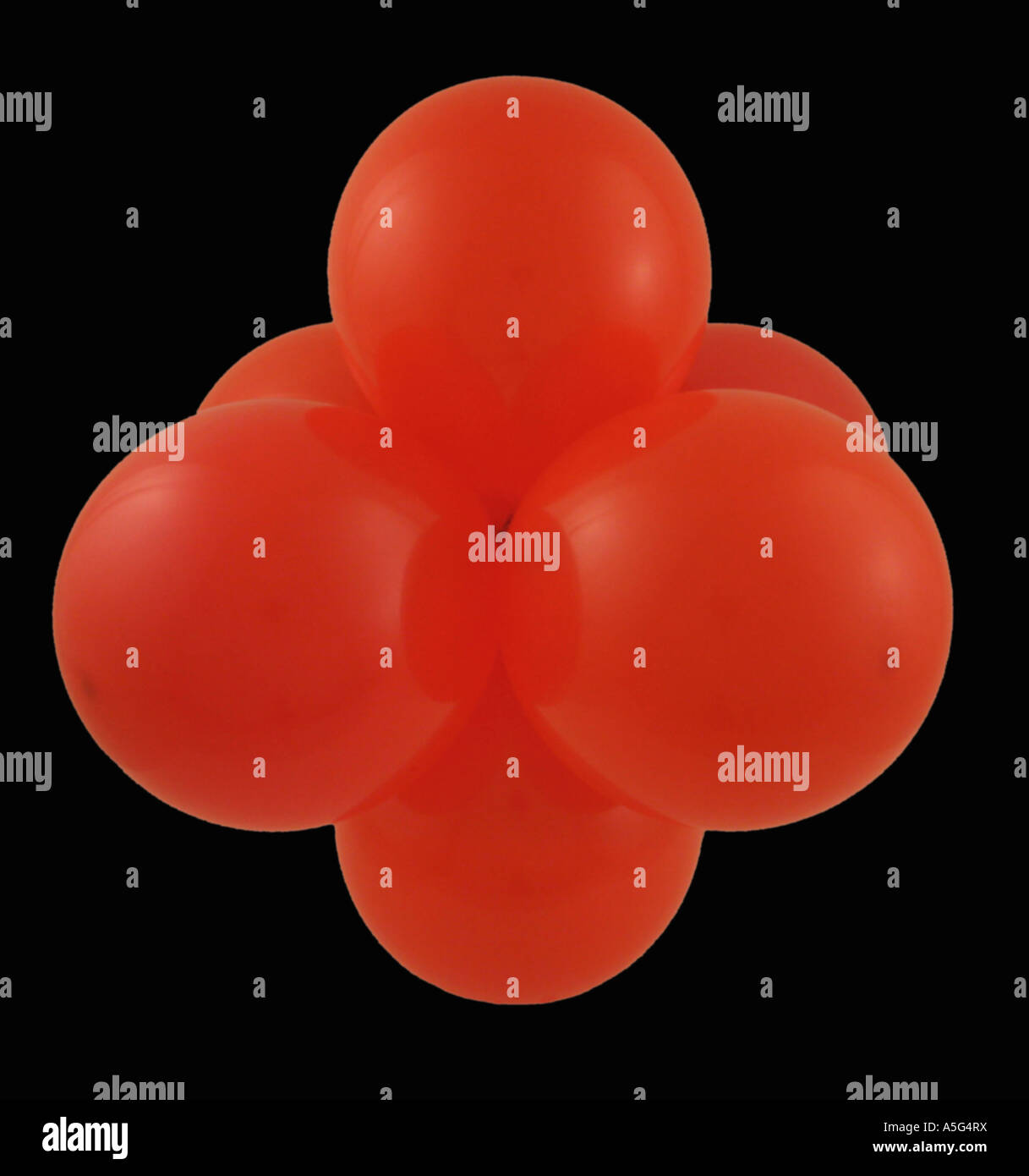 six balloons tied together representing octahedral shaped molecule ...