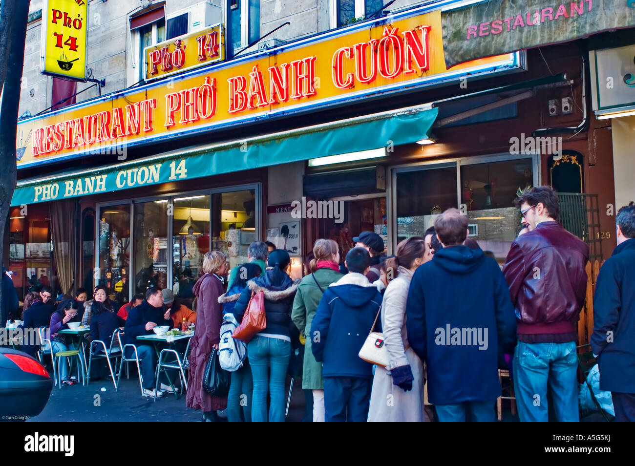 Paris France , People Lining up, Queuing Outside Vietnamese Restaurant ... Paris France , People Lining up, Queuing Outside Vietnamese Restaurant ...