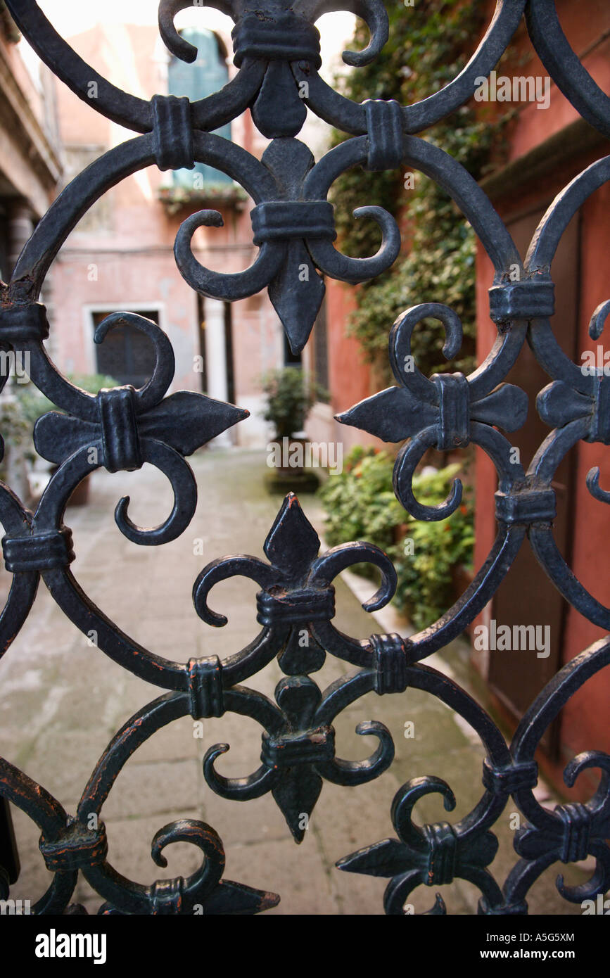Wrought iron gate in Venice Italy Stock Photo - Alamy