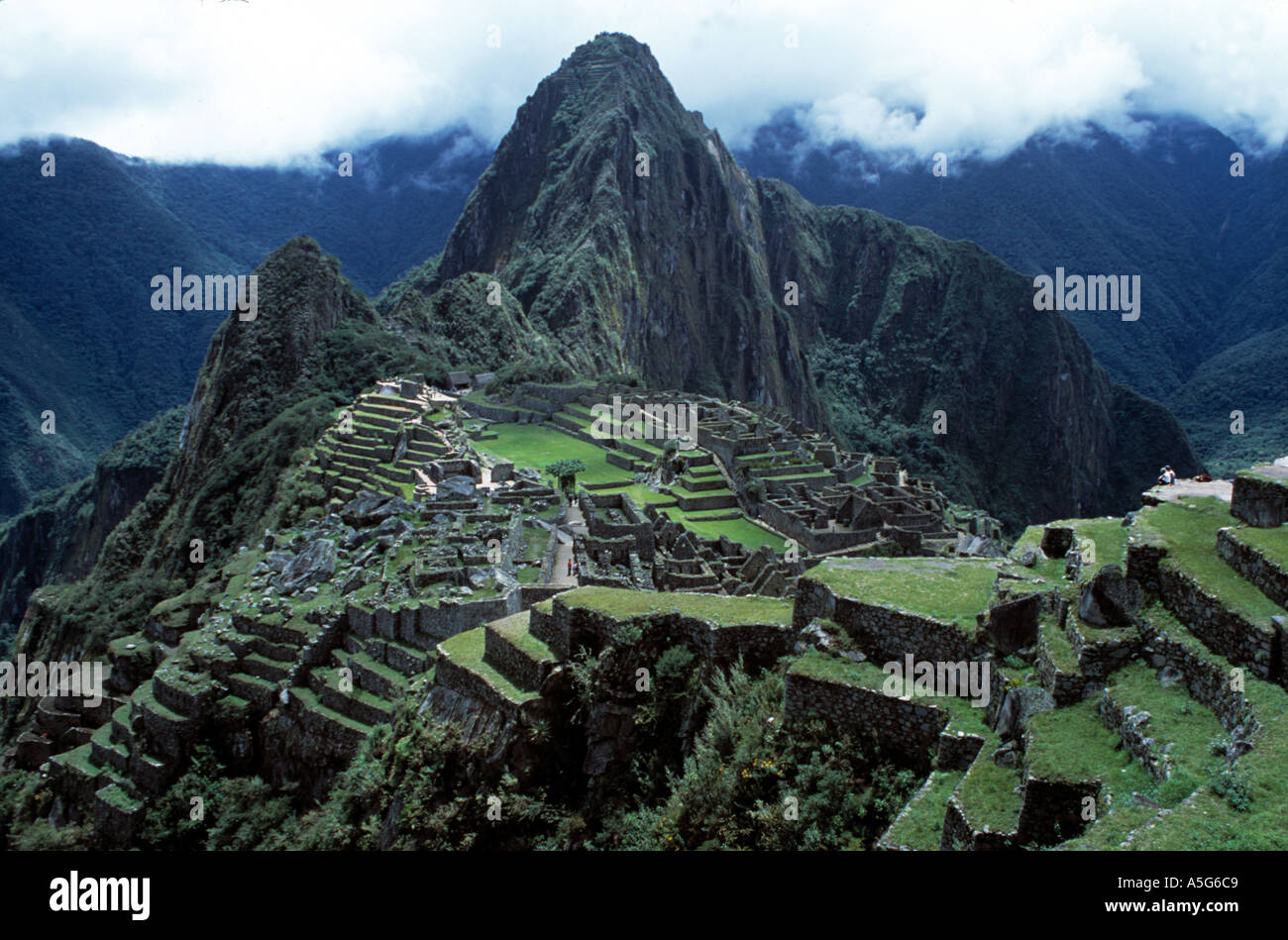 View of the lost city of Machu Picchu in Peru Central America Stock ...