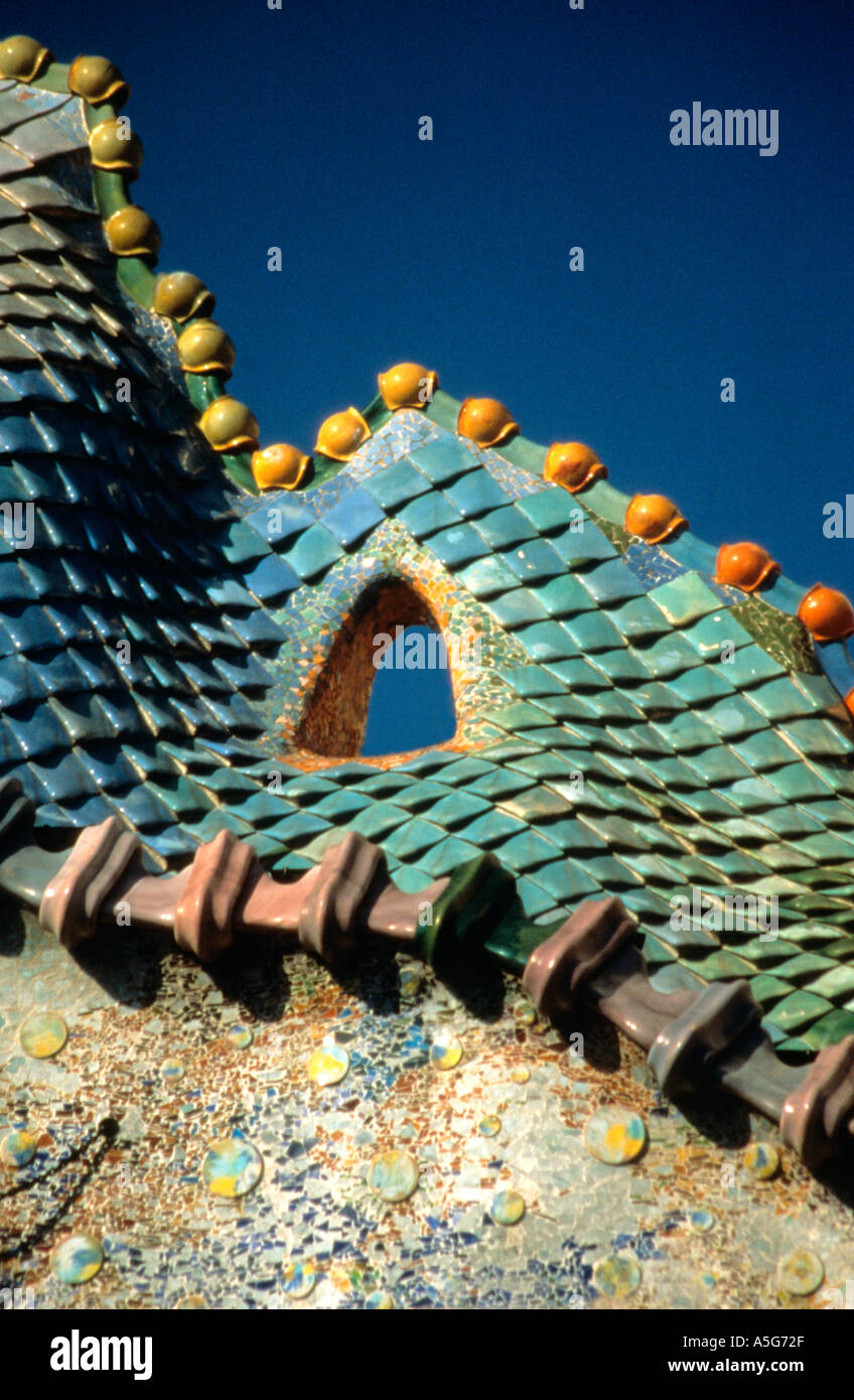 the fantastic roof of Casa Batllo built by the famous architect Antoni ...