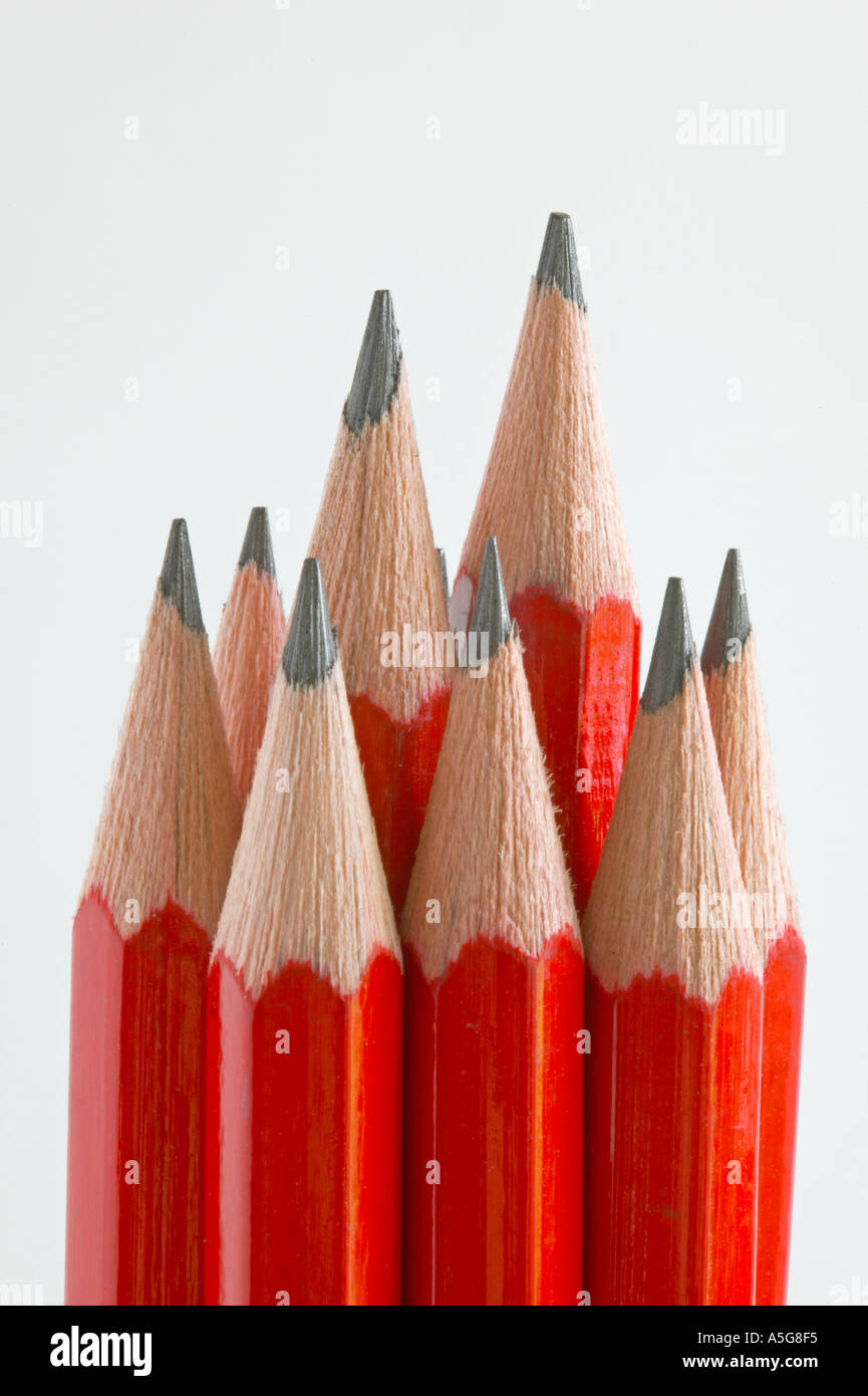 red pencils on white background Stock Photo - Alamy