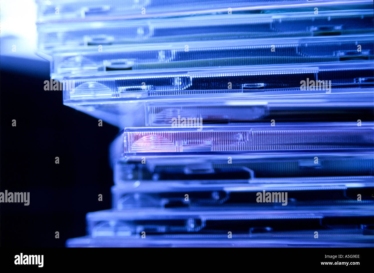 Stack of CDs blue toned Stock Photo - Alamy