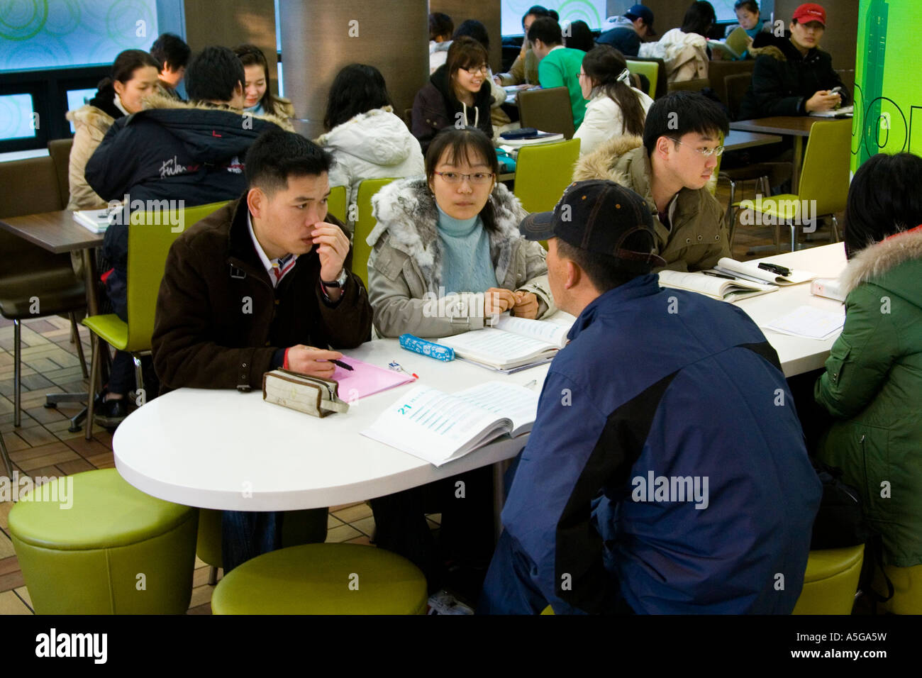 University Students Study together at a Cafe before Class Seoul Korea ...