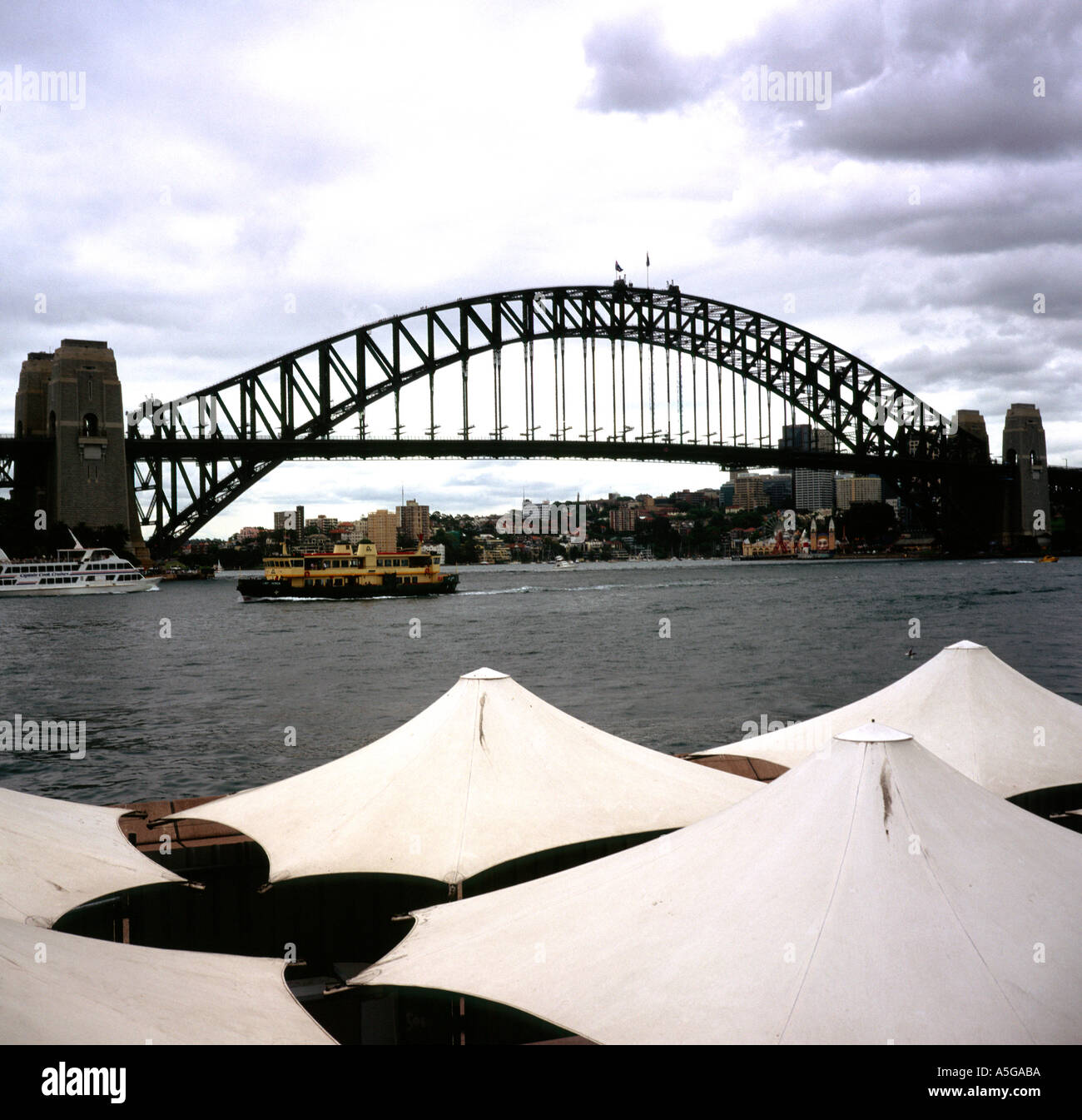 Sydney harbour bridge and ferries from near Sydney opera house Sydney ...