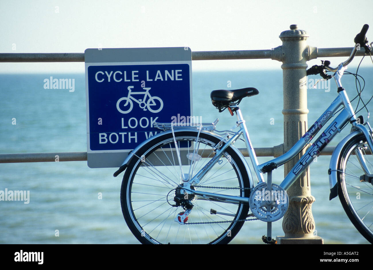 Bike bicycle and Cycle Lane Look Both Ways sign National Cycle Network ...