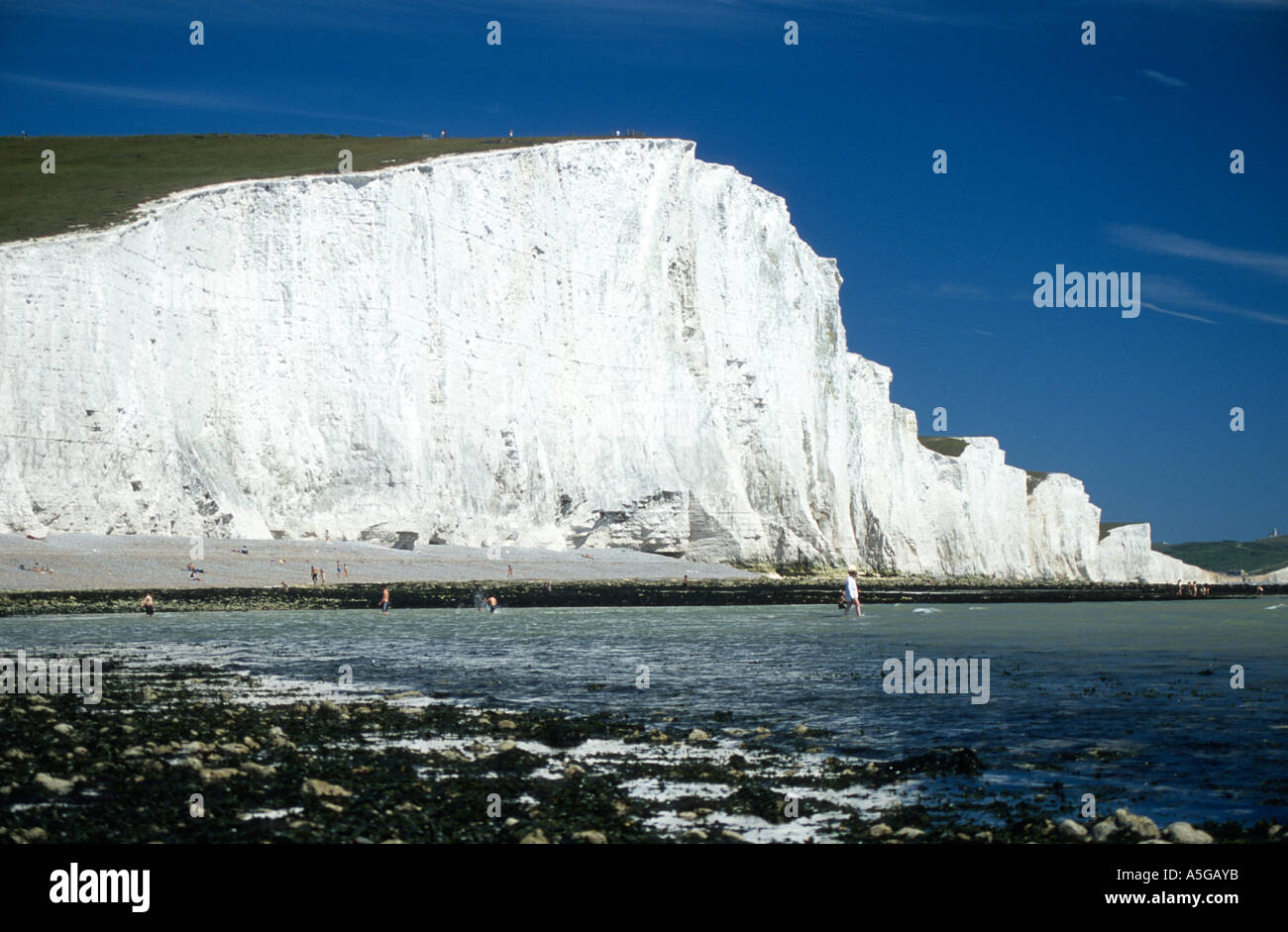 View of Cliff End from pebble beach at Cuckmere Haven Seven Sisters ...