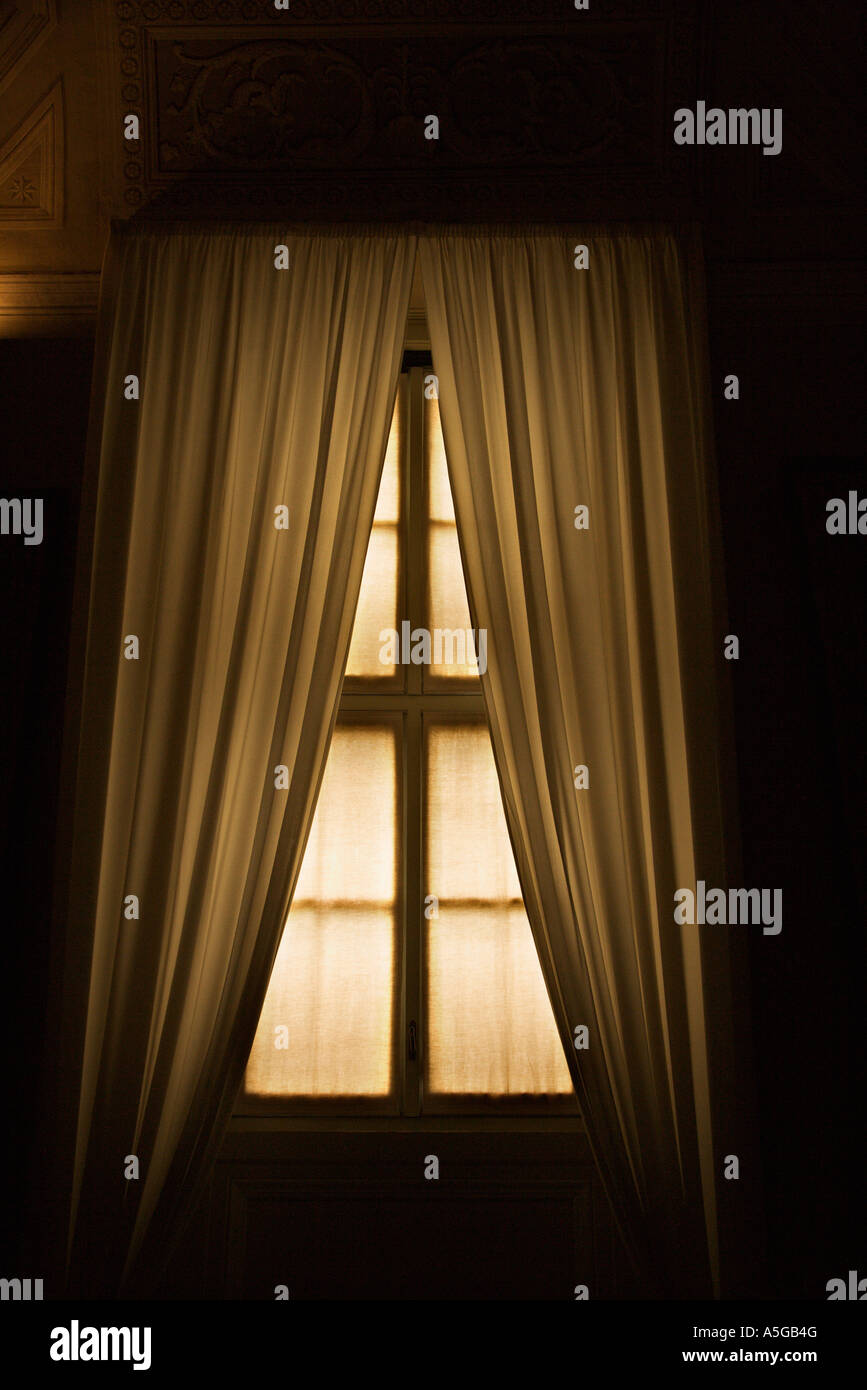 Dimly lit window with drapes in the Vatican Museum Rome Italy Stock ...