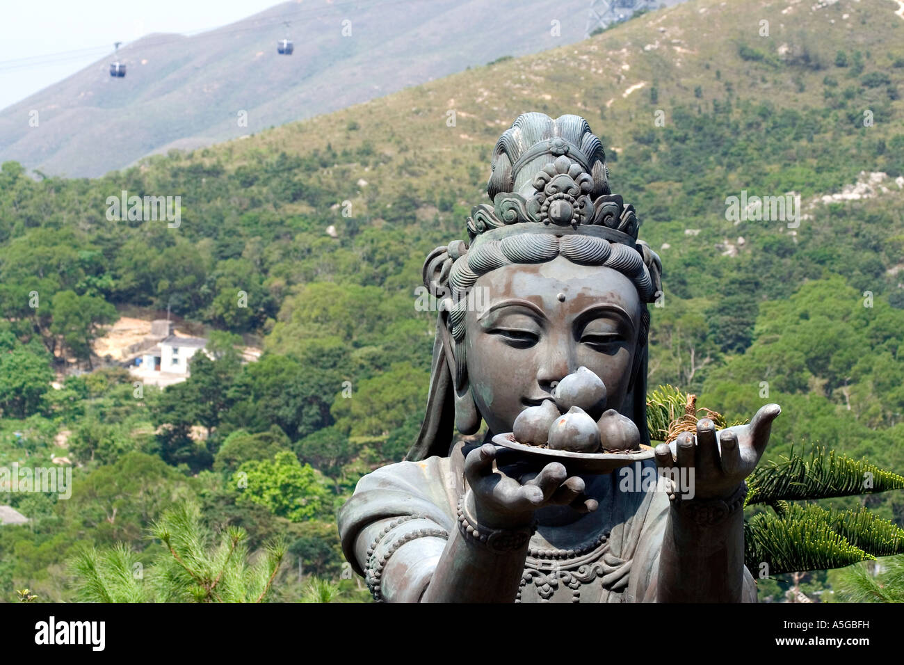 Bodhisattva in front of Skyrail Gondola Lift Tian Tan Buddha Lantau ...