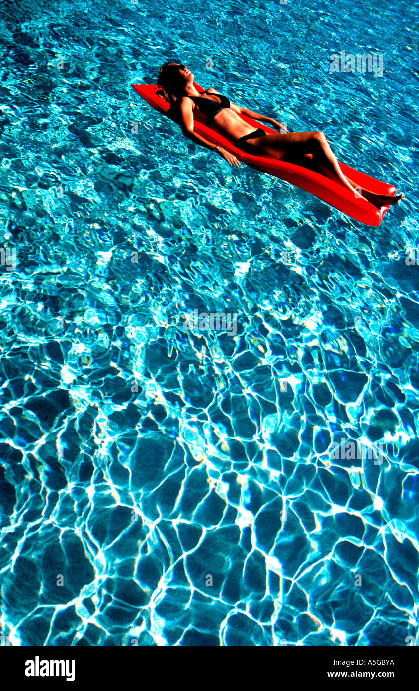 Girl 30 floating lilo inflatable airbed swimming pool hotel Sharm el ...