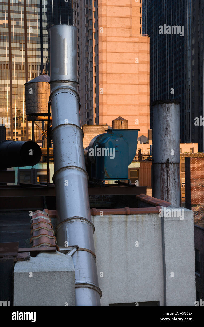 Image of New York City rooftop with vent and duct system Stock Photo ...