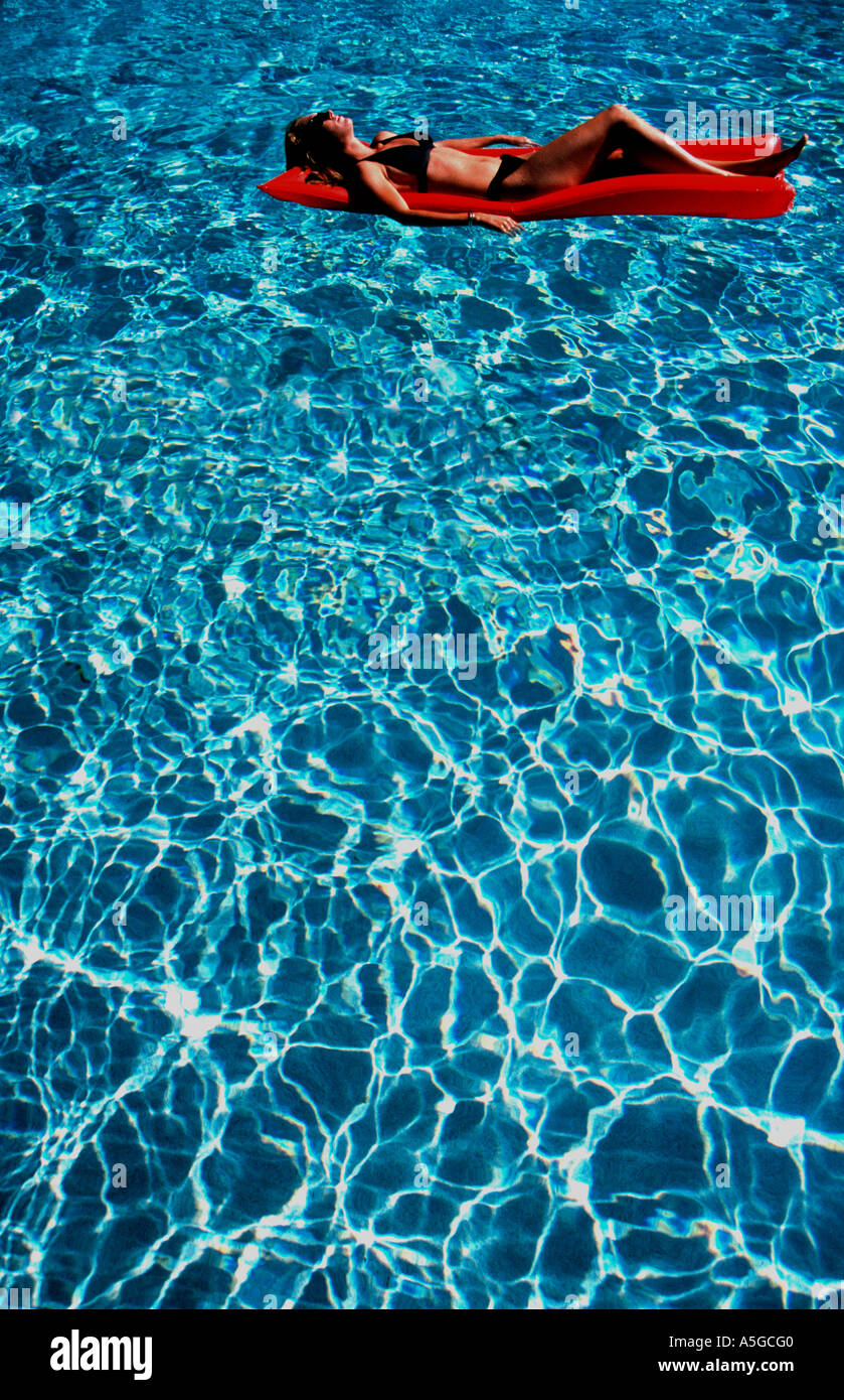 Girl 30 floating lilo inflatable airbed hotel swimming pool Sharm el ...