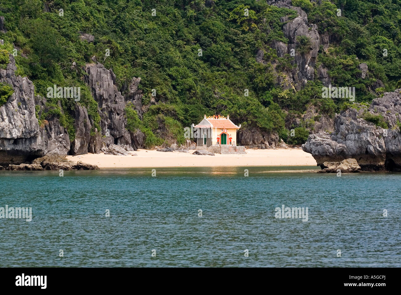 Small Temple on a Beach Halong Bay Vietnam Stock Photo - Alamy