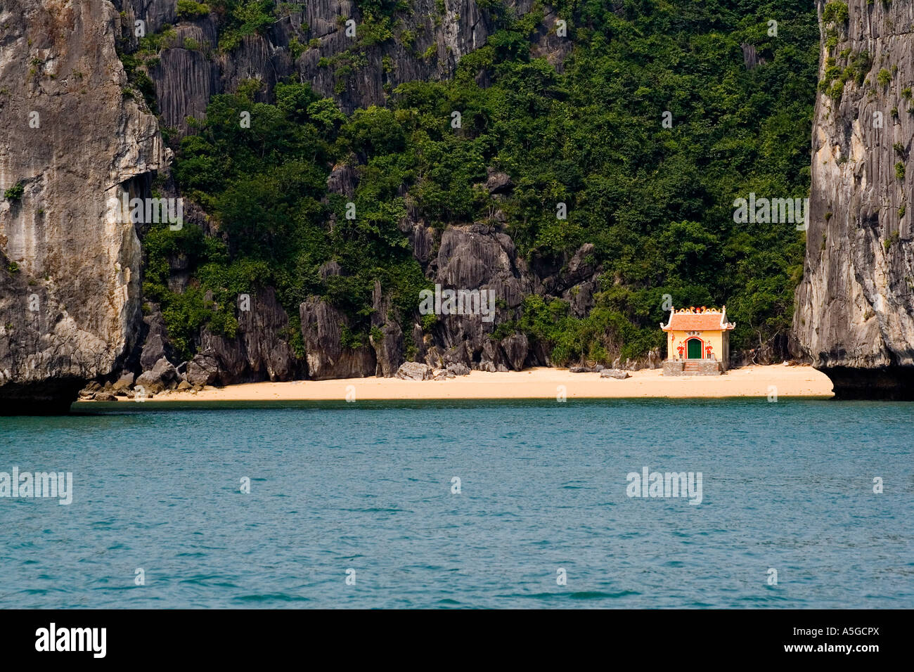 Small Temple on a Beach Halong Bay Vietnam Stock Photo - Alamy